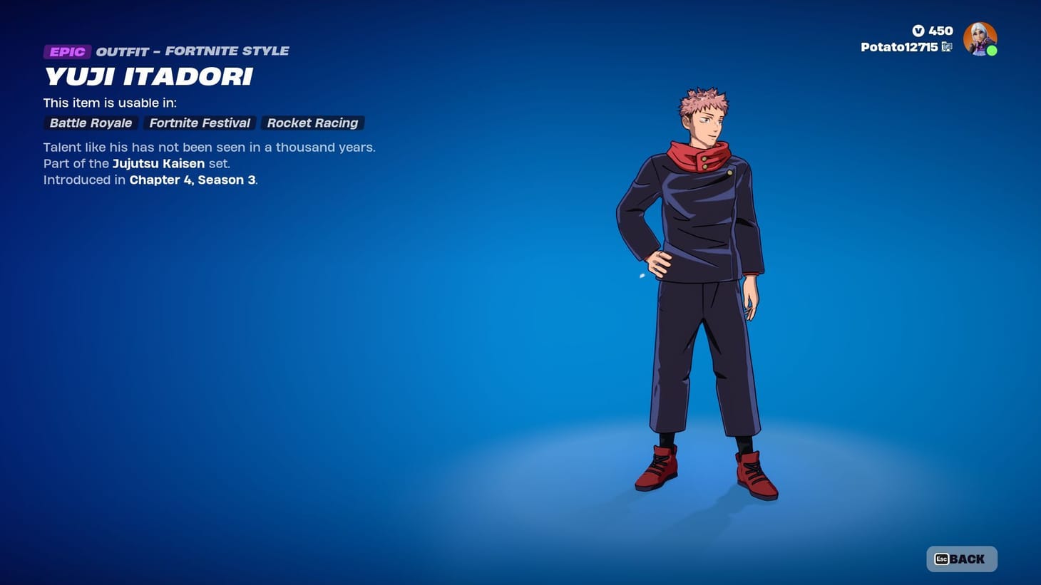 How to get Yuji Itadori Skin in Fortnite