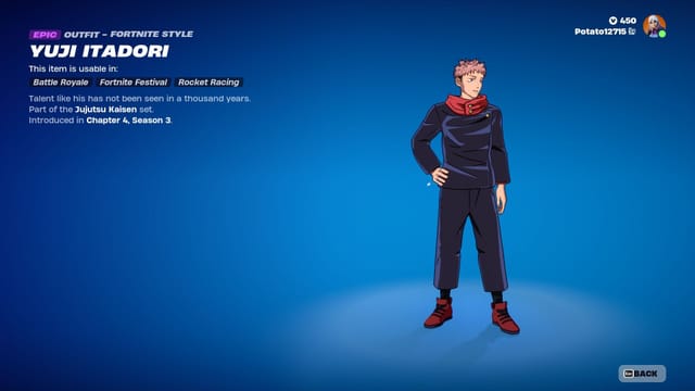 How to get Yuji Itadori Skin in Fortnite