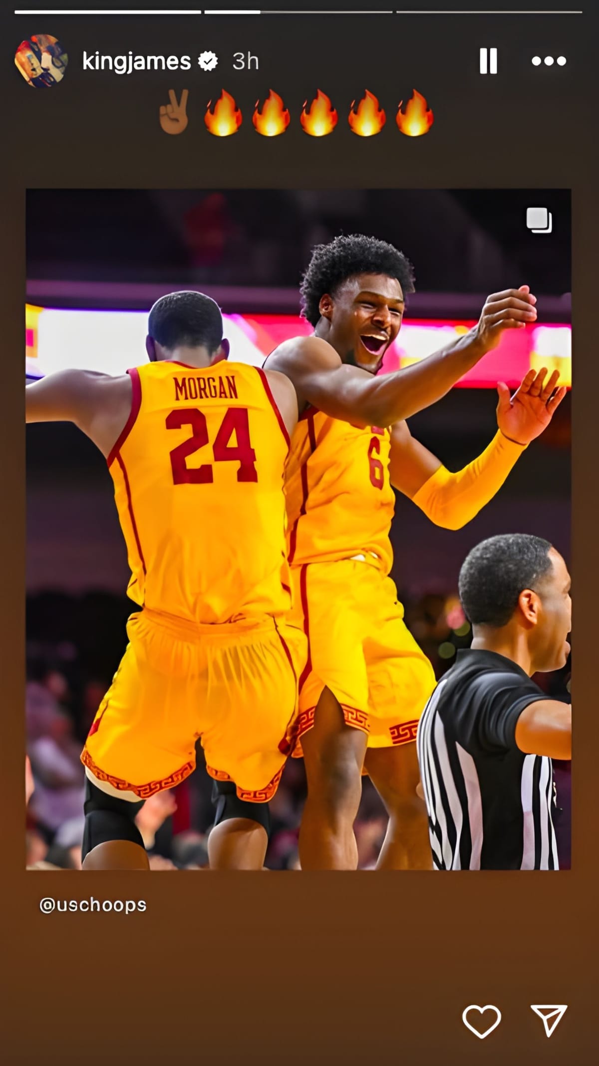 Proud pop LeBron James celebrates Bronny James' key role in USC's ...