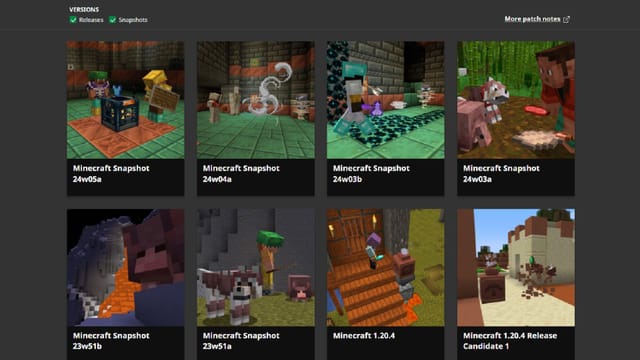 How to download Minecraft 1.20.5 snapshot 24w05a