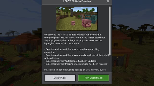 How to download Minecraft Bedrock 1.20.70.22 beta and preview