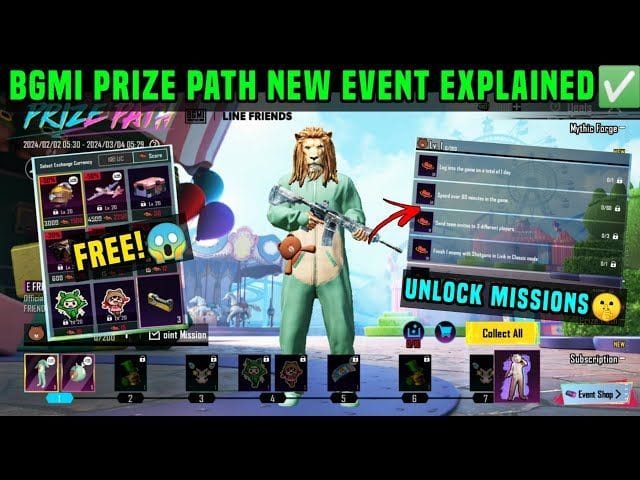 BGMI Line Friends collab Prize Path event: All rewards, missions, and more