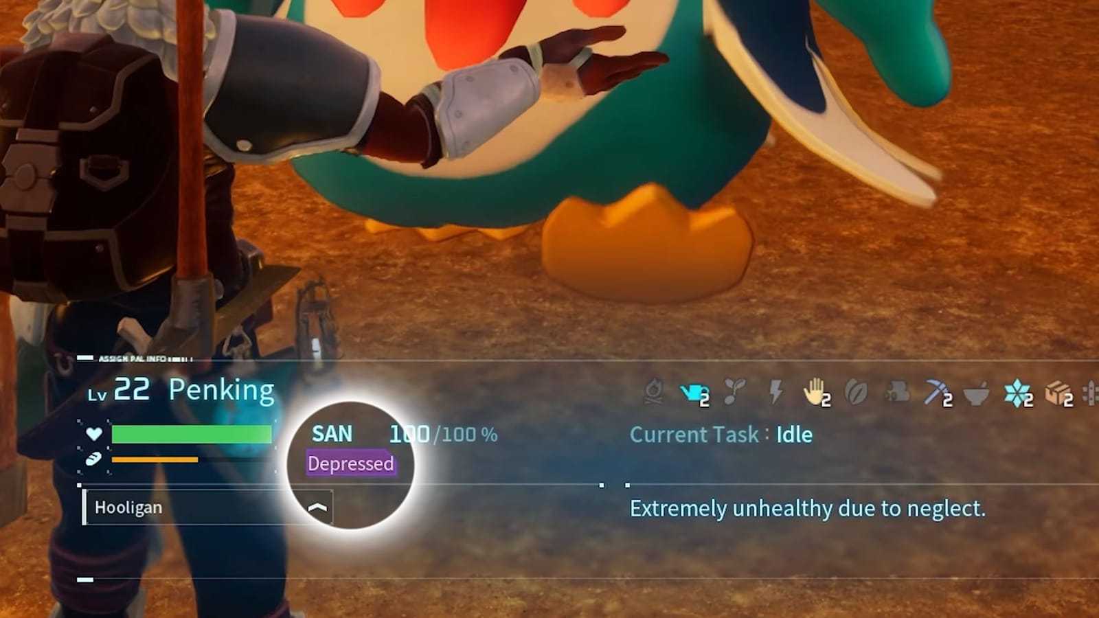 How to cure Overfull, Depressed, Weakened Pals in Palworld