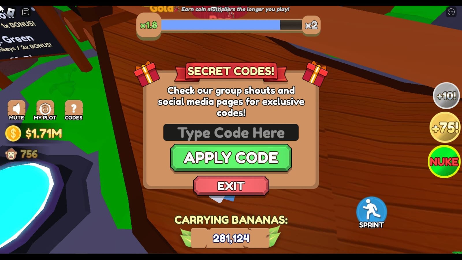 Monkey Tycoon codes