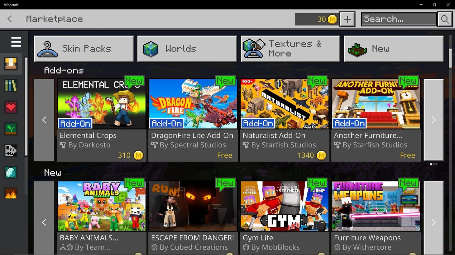 Minecraft add-ons can now be applied to old and new worlds