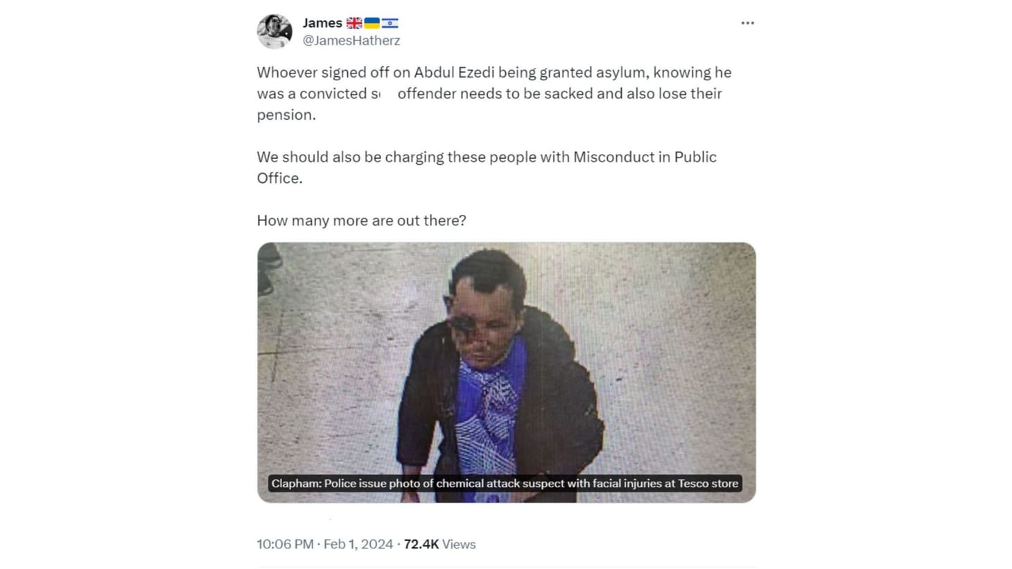 "Asylum for being a s*x offender?" Clapham chemical attack suspect ...