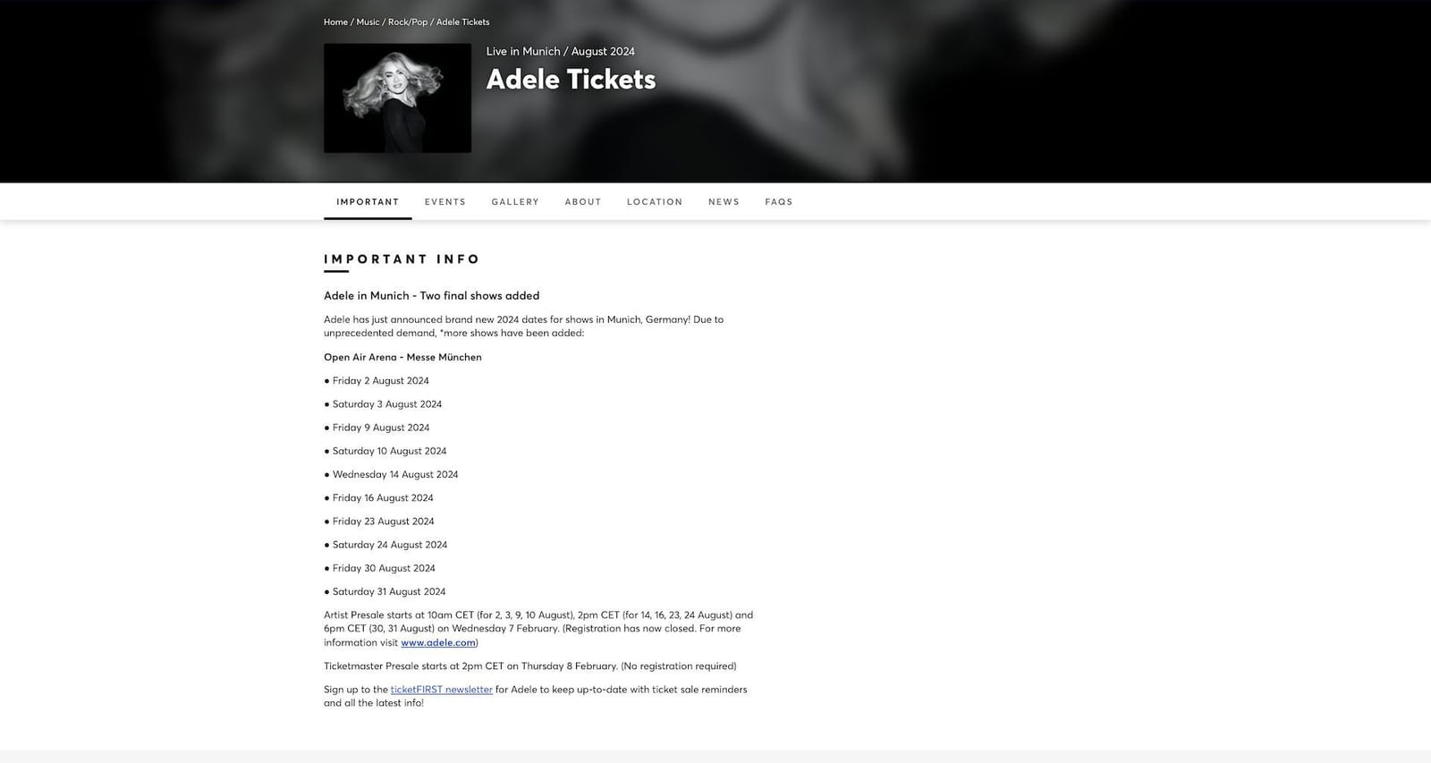 How to get tickets to Adele in Munich 2024 final shows? Presale, dates ...