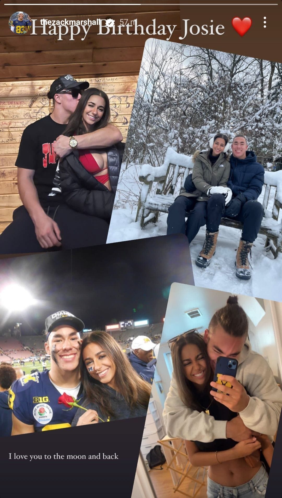 Zack Marshall goes down memory lane as Michigan TE wishes GF Josie on ...