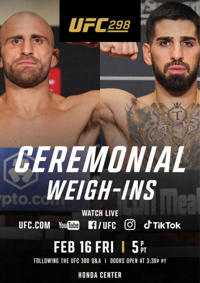 UFC 298 ceremonial weigh-in: UFC 298 ceremonial weigh-in: What time are ...