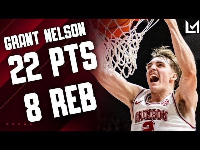 Alabama bench goes wild after Grant Nelson's breathtaking dunk against ...