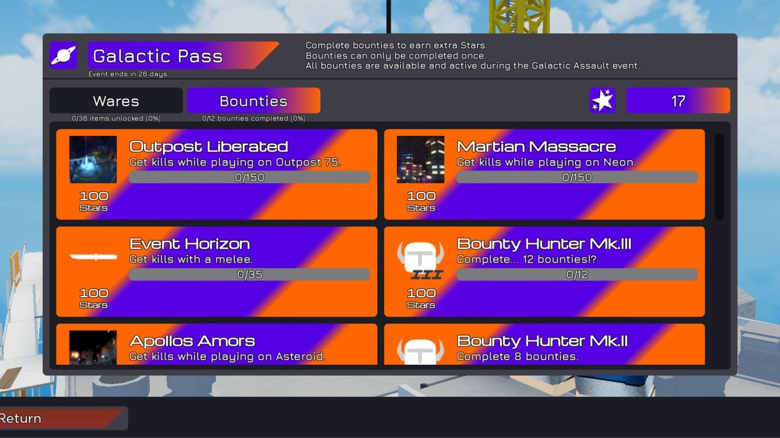 Roblox Arsenal Galactic Pass: Wares and Bounties