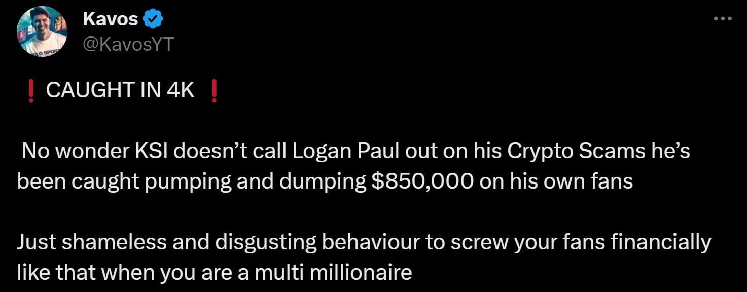 "I do not believe that KSI pumped and dumped": Kavos retracts comments ...