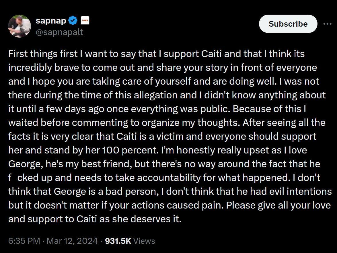 "He f*cked up and needs to take accountability": Sapnap gives his take on GeorgeNotFound assault ...