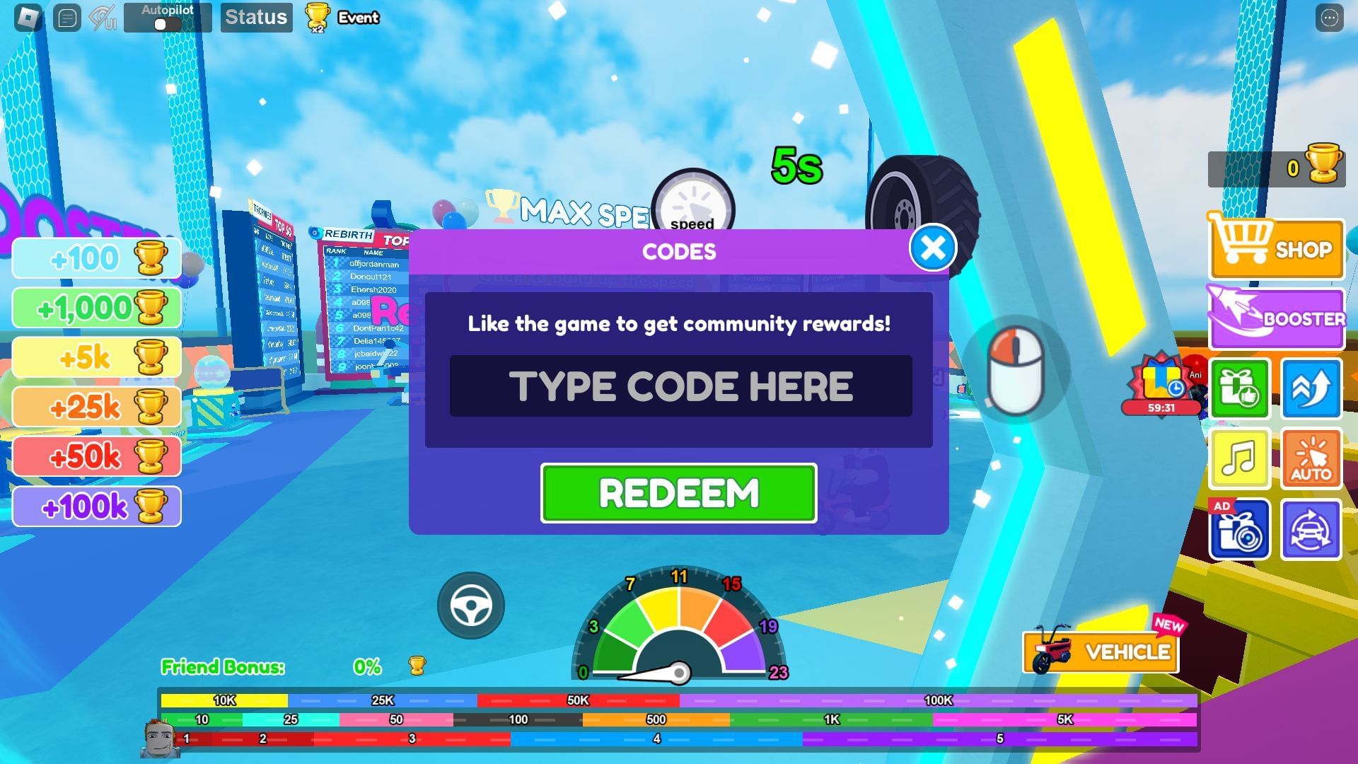 Max Speed Codes