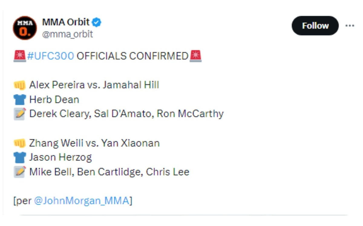 Judge and referee assignments locked in for UFC 300 headliner and co ...