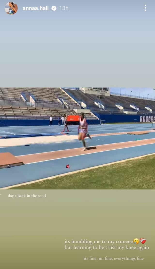 Anna Hall gives glimpses of gym and training sessions as she recovers ...