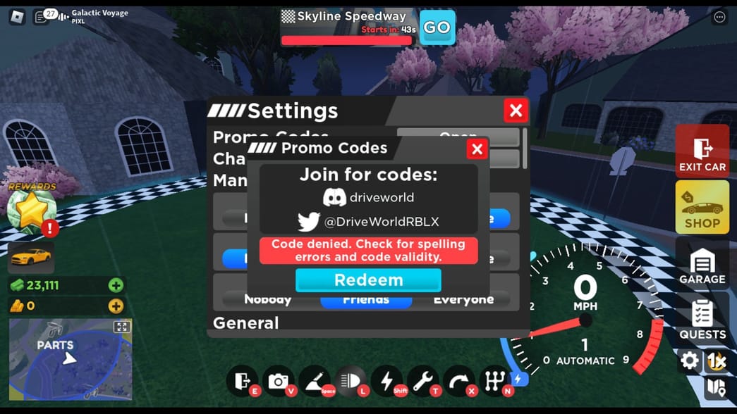 Drive World codes (January 2026)