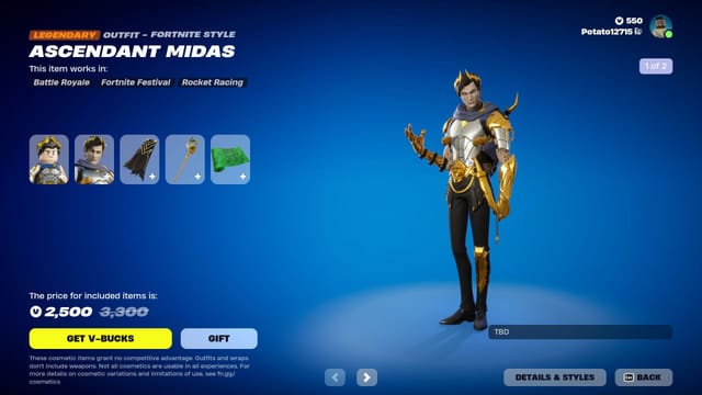 How to get Ascendant Midas Skin in Fortnite