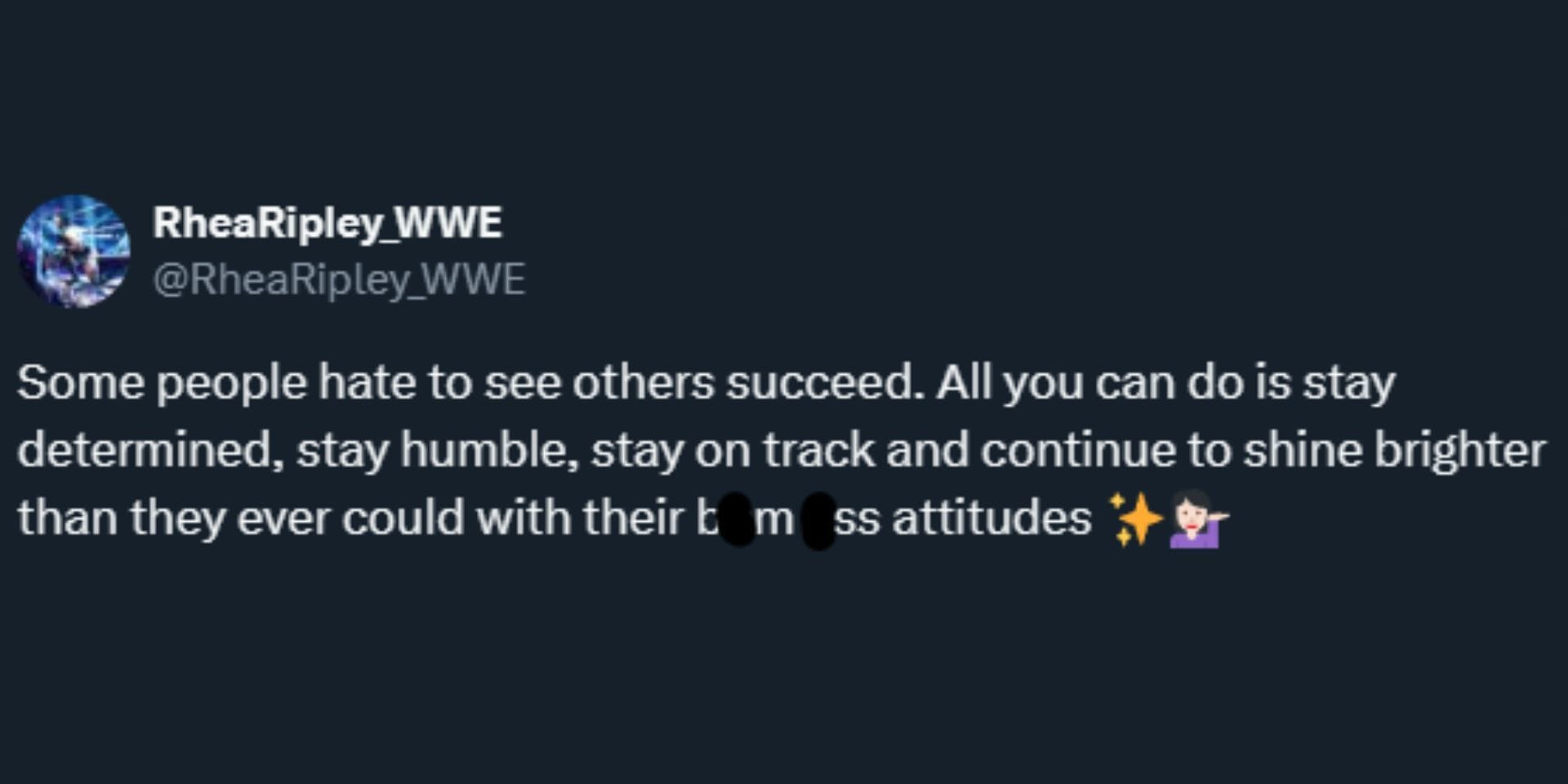 Rhea Ripley breaks character and sends a motivational message to the ...