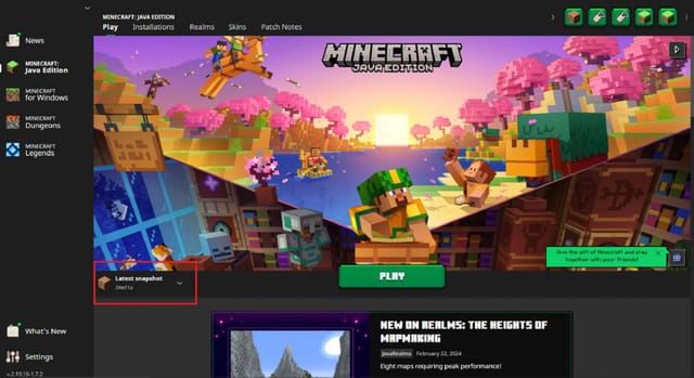 How to download Minecraft Snapshot 24w11a