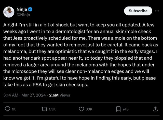 Does Ninja have cancer? Streamer's health update explored