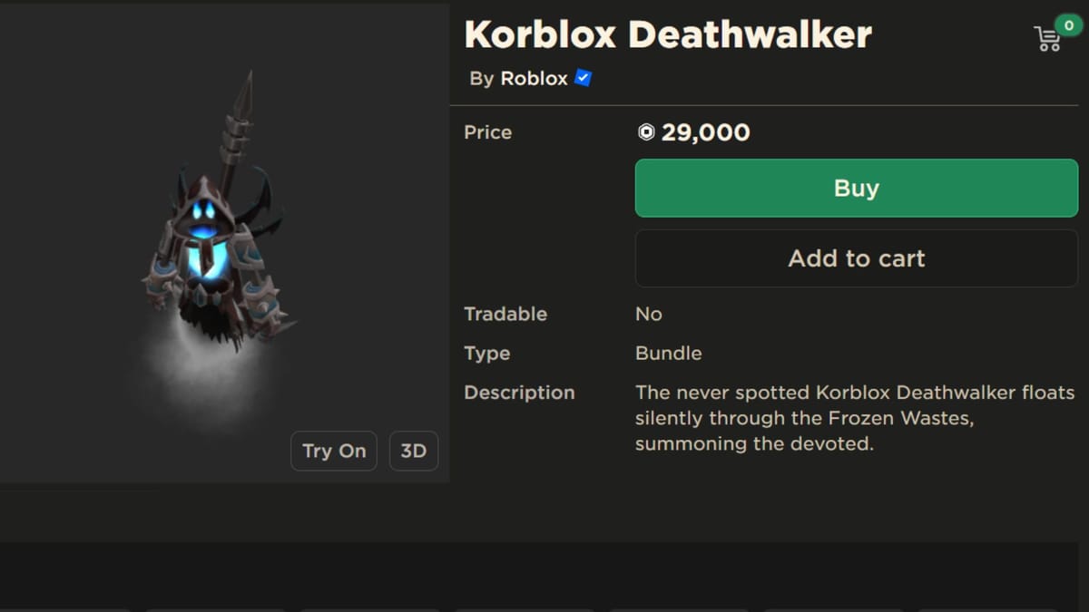 Roblox Korblox Deathwalker: Price, how to buy, and more
