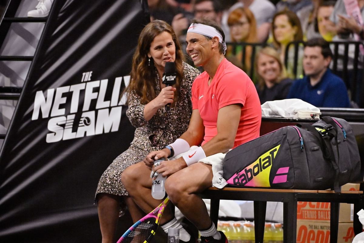 "Cutest thing I will see... Rafa Jr hitting tennis ball; Like his dad ...