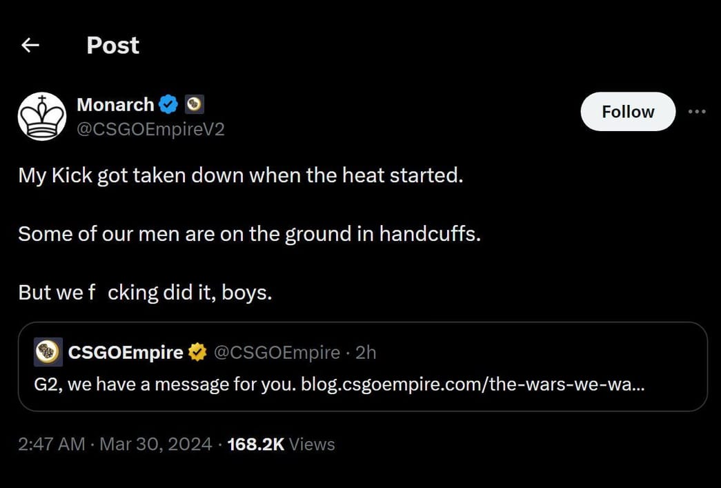 Who is Monarch? Founder of CSGOEmpire went live on Kick and took ...