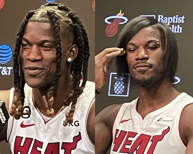 "Lady of Rage a** hairdo" - Jimmy Butler surprising Heat with new hairstyle sparks memefest from ...