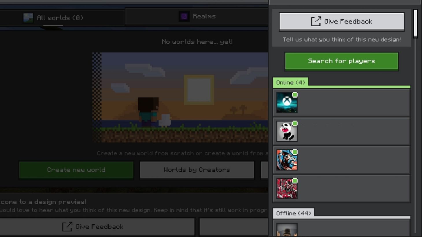 Minecraft Bedrock's Friends tab gets UI rework in the latest preview
