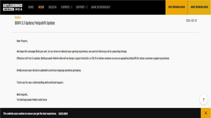 BGMI 3.1 update minimum system requirements and more