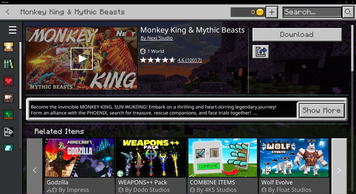 How to get and play Monkey King & Mythic Beasts in Minecraft Bedrock