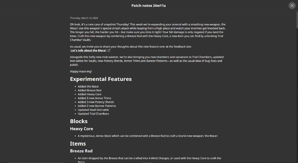 How to download Minecraft Snapshot 24w11a