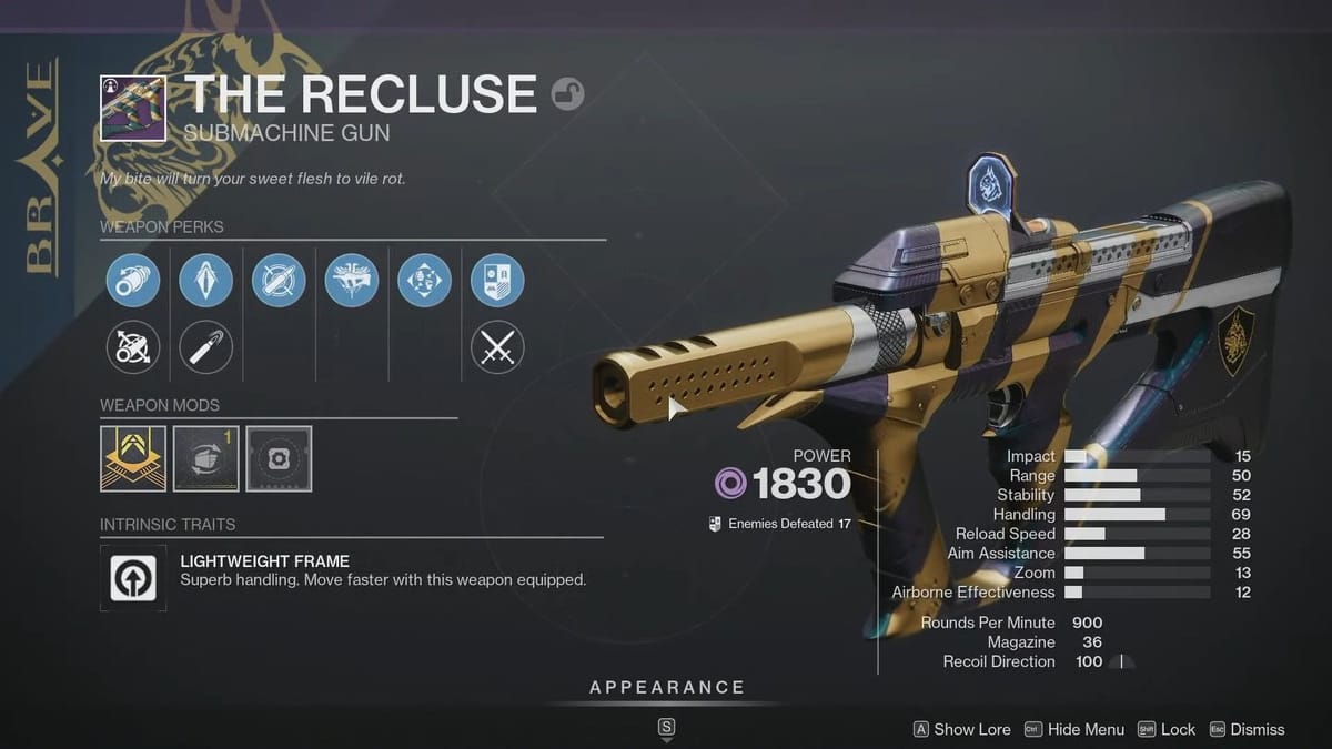 All Destiny 2 Into the Light 'Brave' weapons and perk pools