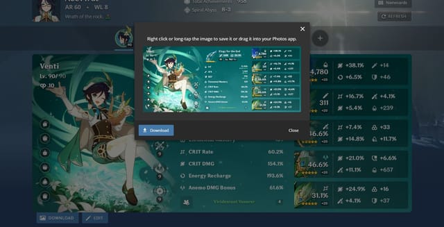 How to make Genshin Impact build showcase cards