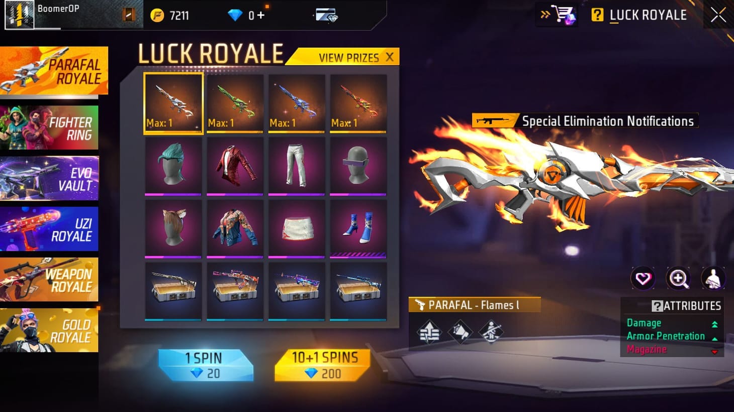 Free Fire Parafal Royale event: Parafal - Flames Undying and more rewards