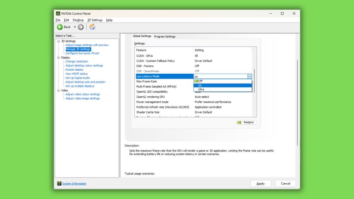 Best Nvidia App settings for high performance