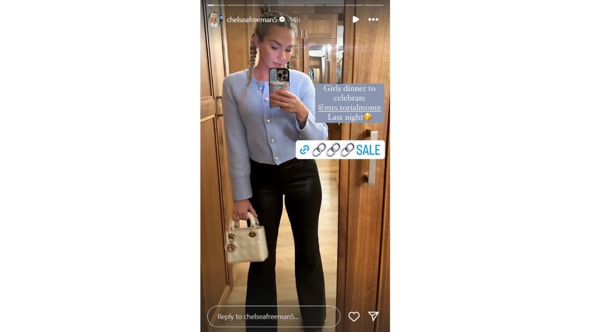 PHOTO: Freddie Freeman's wife Chelsea poses in lavender cardigan paired ...