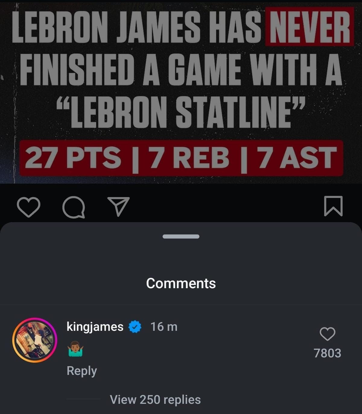 LeBron James drops one-emoji reaction to never achieving career average ...
