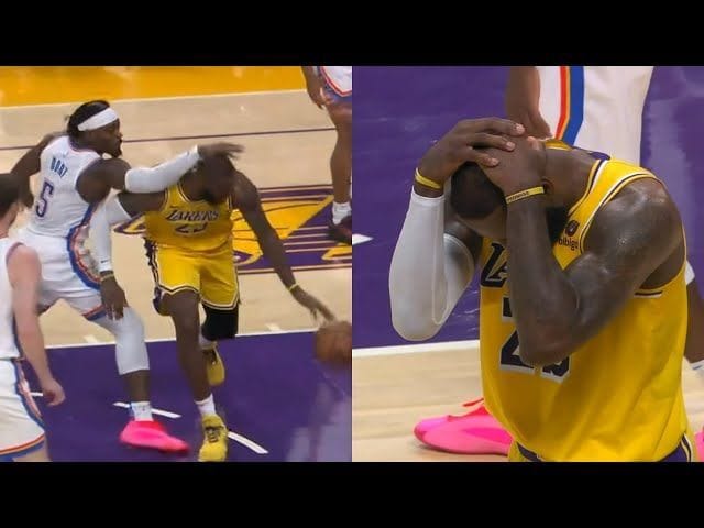 WATCH: LeBron James gets whacked in the back of his head by Lu Dort ...