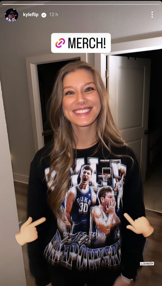 PHOTO: Kyle Filipowski's GF Caitlin Hutchison rocks special merchandise featuring Duke star