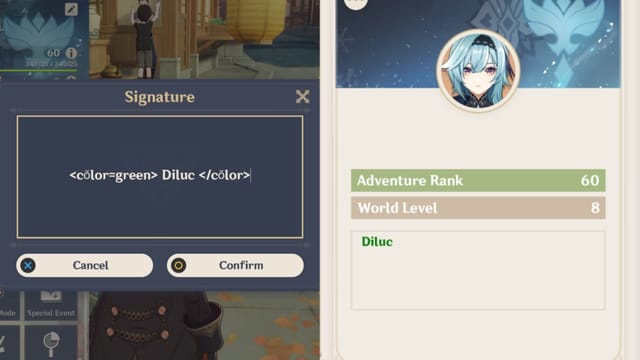 Genshin Impact text color and size trick for bio and chat messages