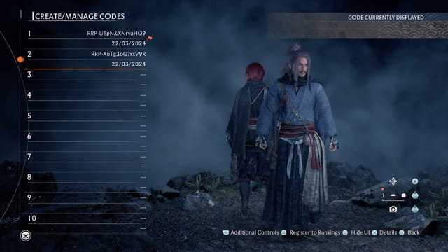 character codes: How to import character codes in Rise of the Ronin