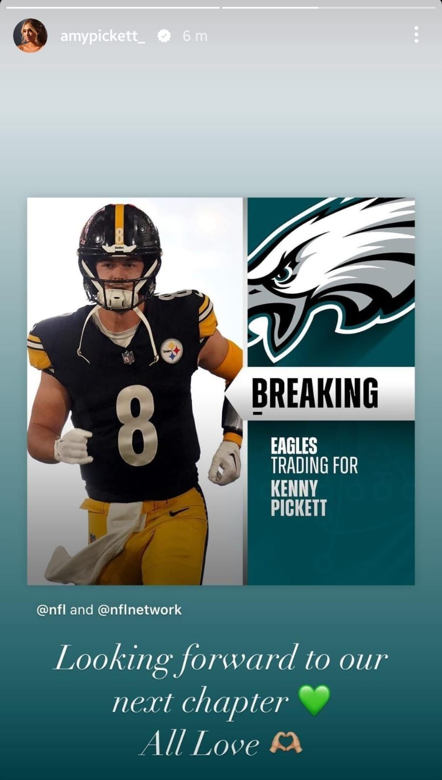 Kenny Pickett's wife Amy reacts to Steelers trading QB to Eagles after ...