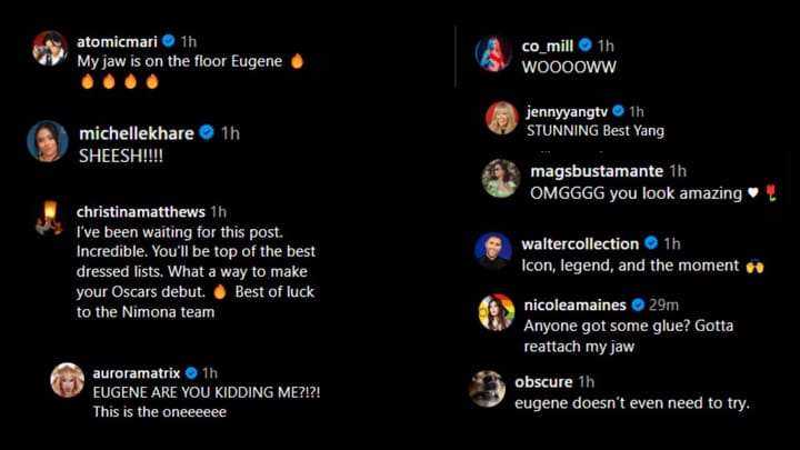 Eugene Lee Yang’s custom Walter Mendez red gown steals the attention ...