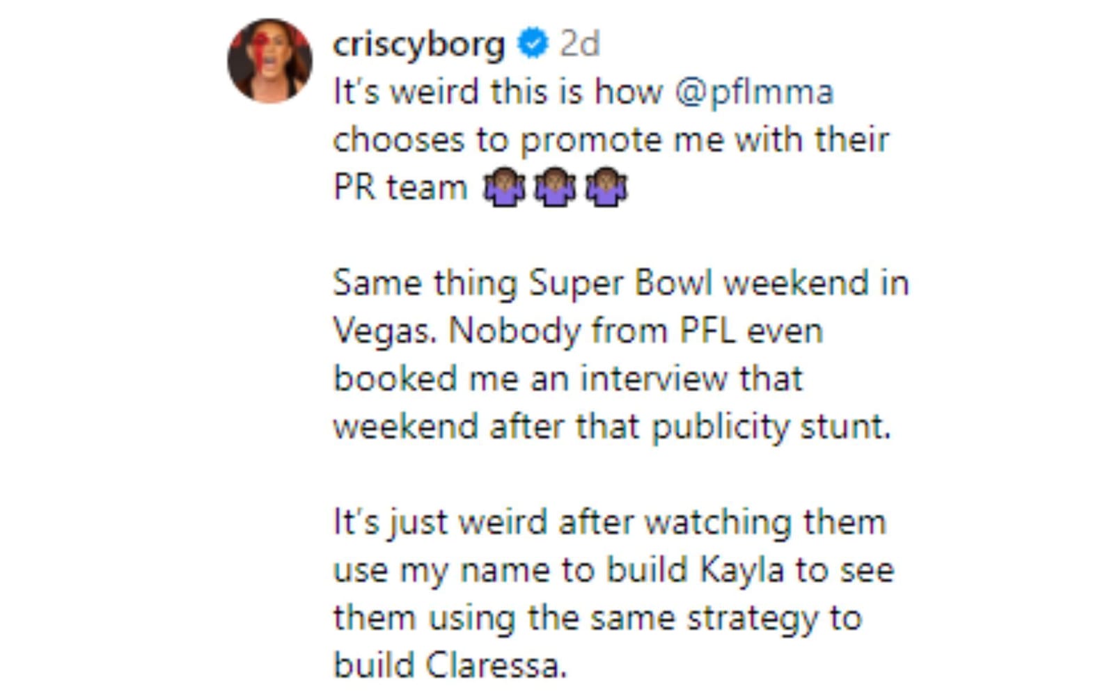"Same thing Super Bowl weekend" - Cris Cyborg hits out at PFL for using ...
