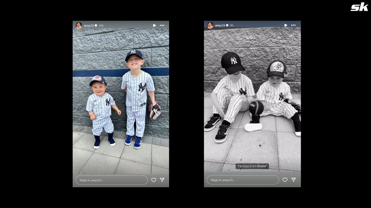 "I'm Volpe, & he's Gleyber” - Gerrit Cole’s kids Caden and Everett ...