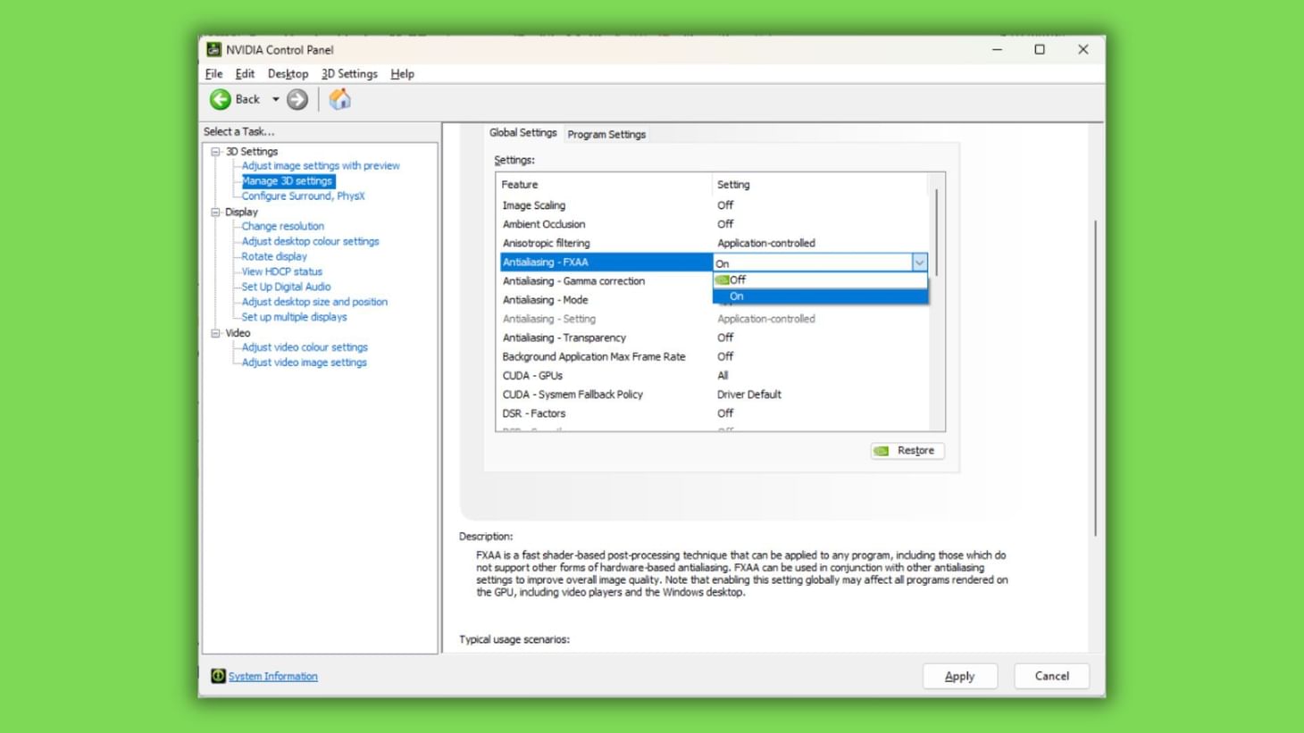 Best Nvidia App settings for high performance