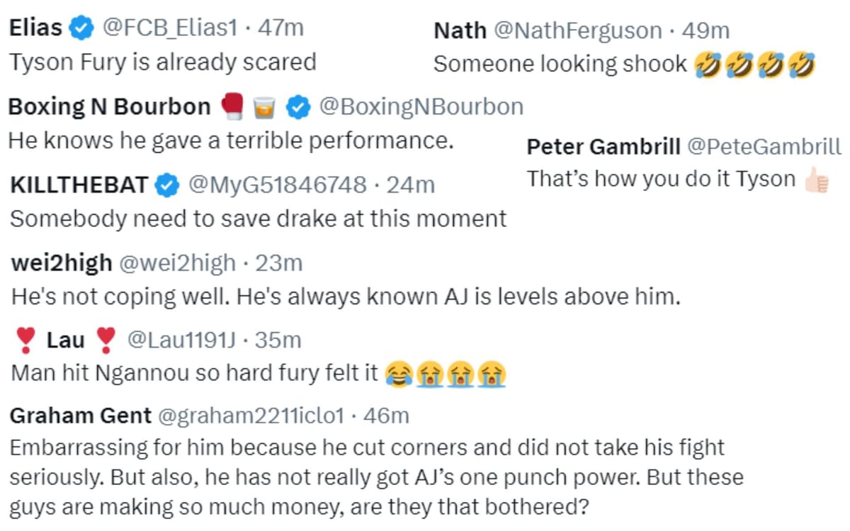 "Someone looking shook" - Fans react to Tyson Fury's "scared" ringside ...