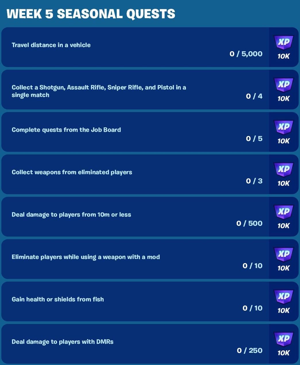 All Fortnite Chapter 5 Season 2 Weekly Quests: Full list of Challenges and rewards
